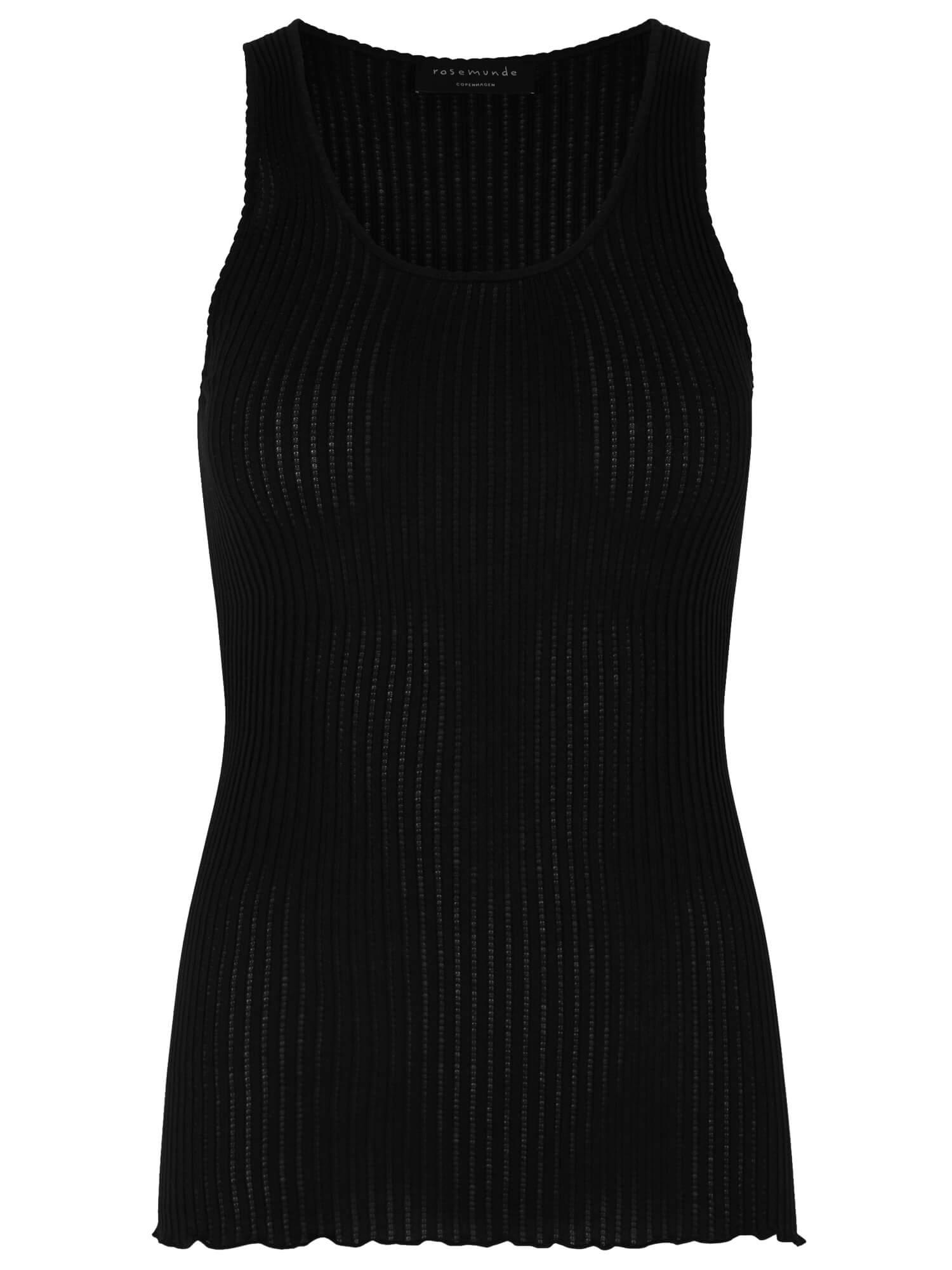 Rosemunde Ribbet Top, Sort → Køb nu