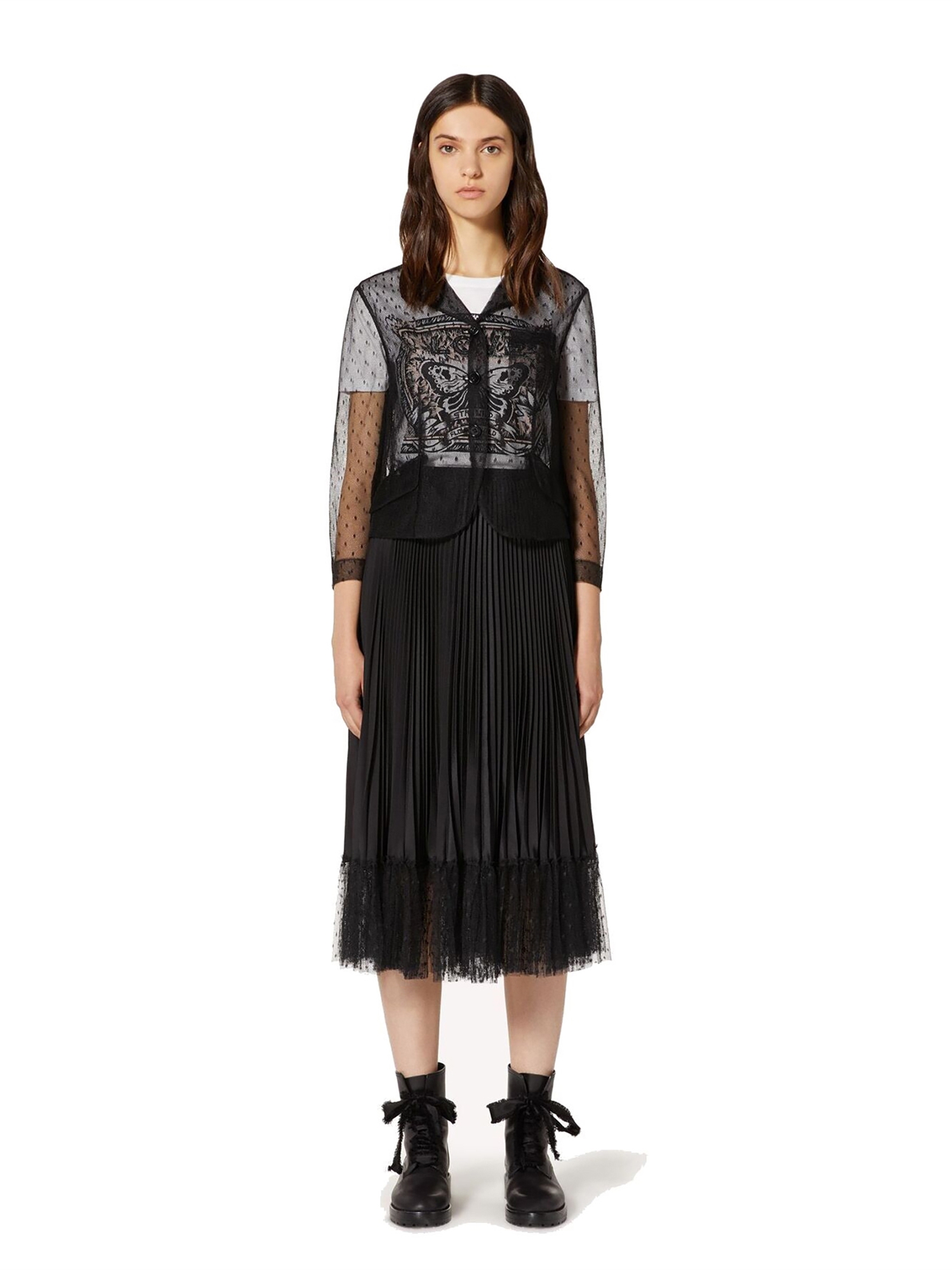 REDvalentino Jakke - Point D'esprit Tulle Black TR3CEB451